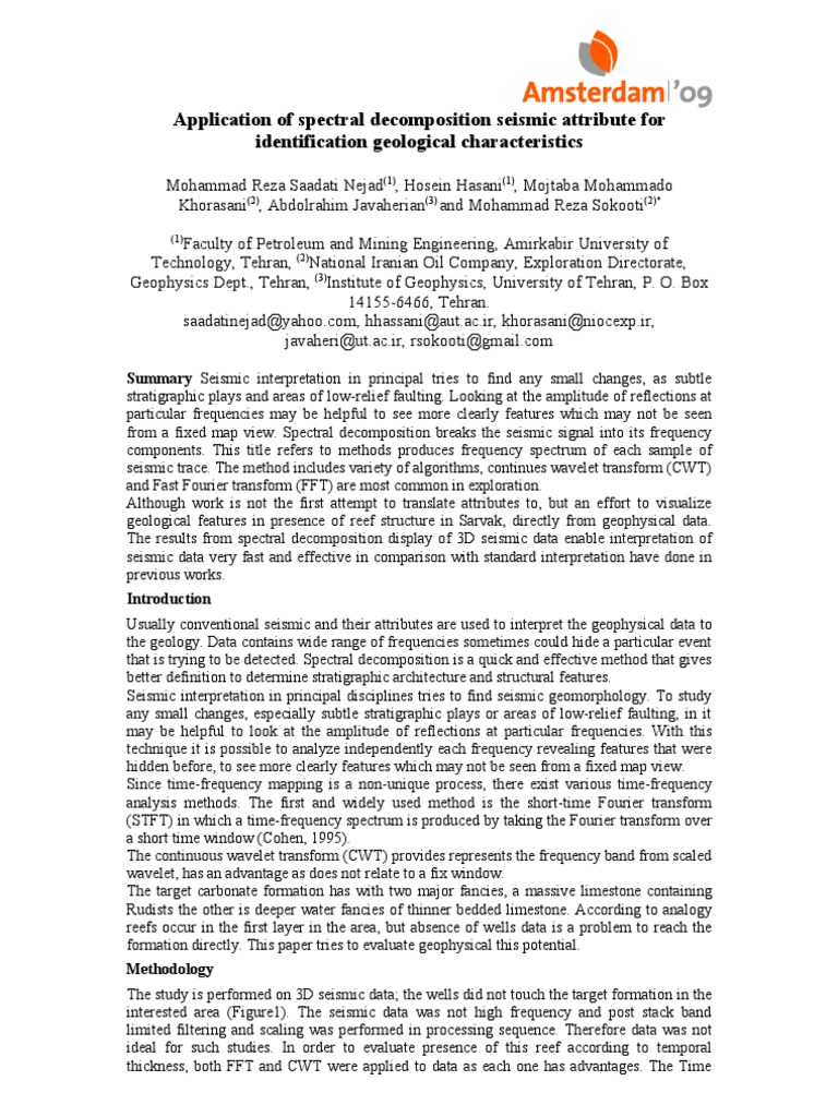 Application of Spectral Decomposition Seismic Attribute For | PDF ... Application of Spectral Decomposition Seismic Attribute For | PDF ...