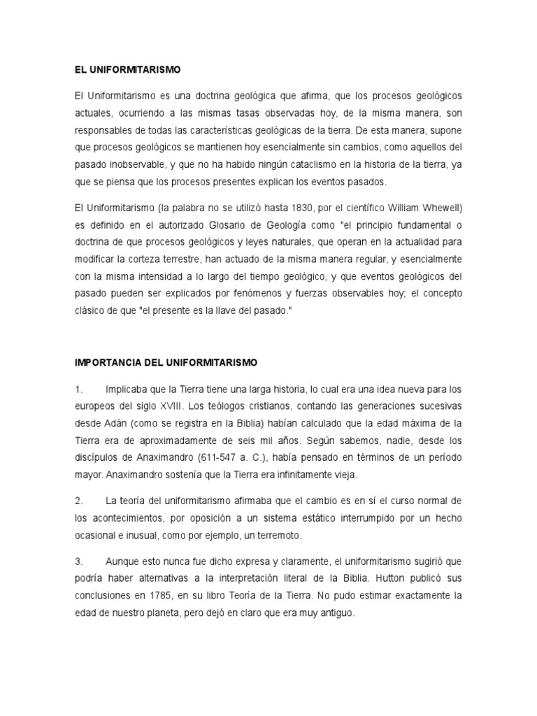 Uniformitarismo: Teoría Geológica Clave | PDF | Geología | Tierra