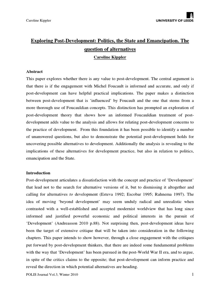 Post-Development Theory and Foucault's Influence | PDF