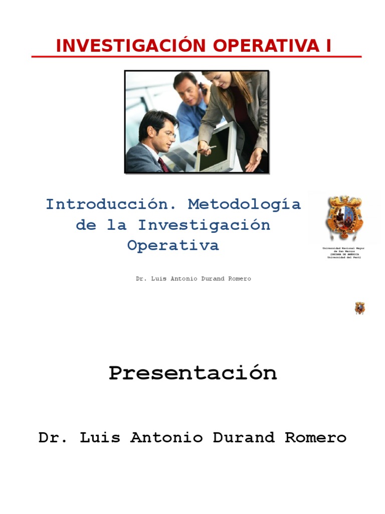 Semana 1 - Investigacion Operativa | PDF | La investigación de ...