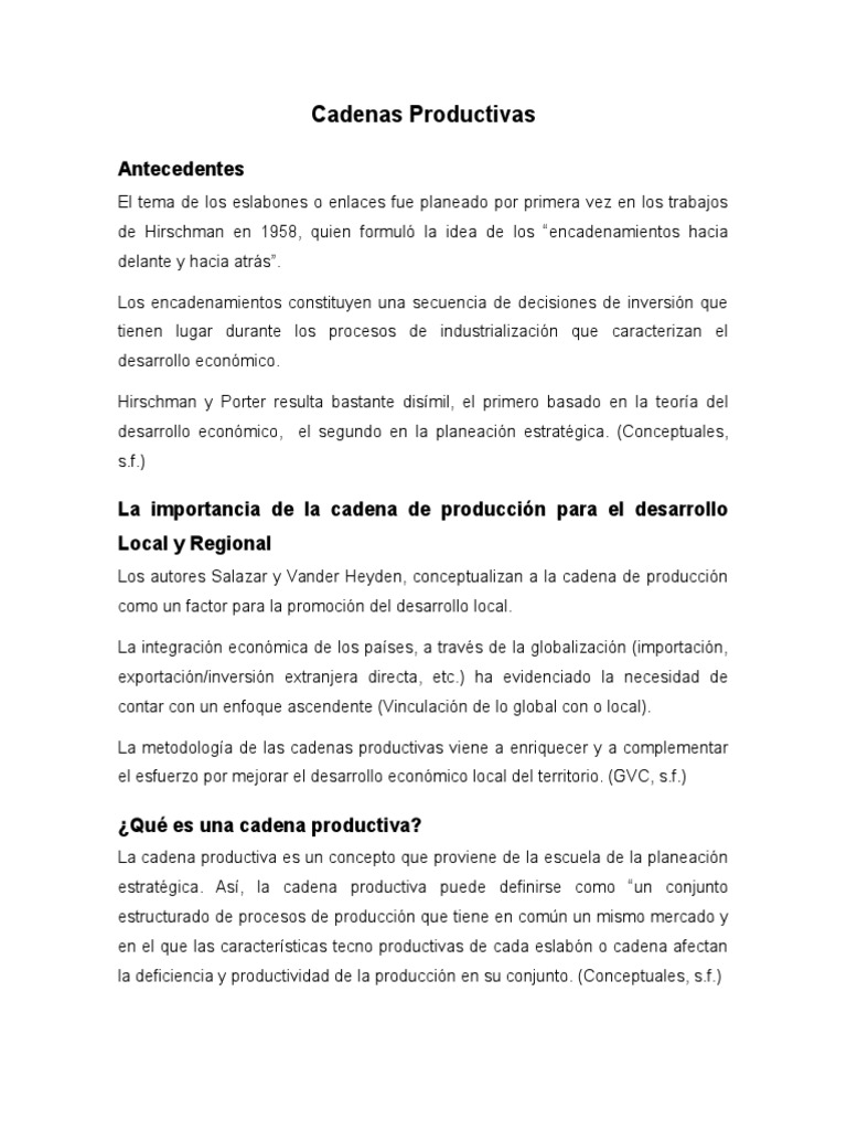 Cadenas Productivas | Descargar gratis PDF | Cadena de valor ...