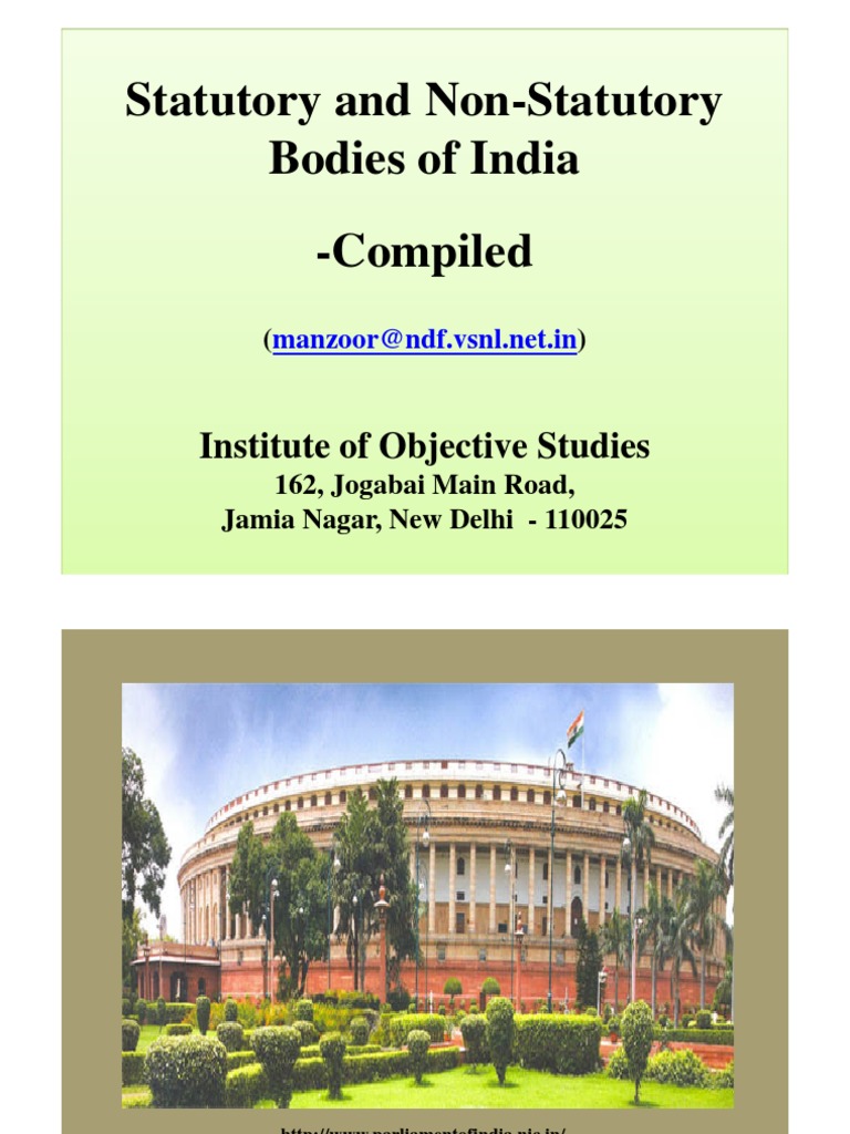 Statutory and Non-Statutory Bodies in India | PDF | Government Of India ...