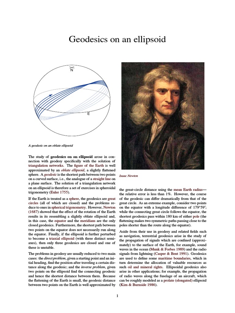 Geodesics On An Ellipsoid PDF | PDF | Latitude | Differential Topology