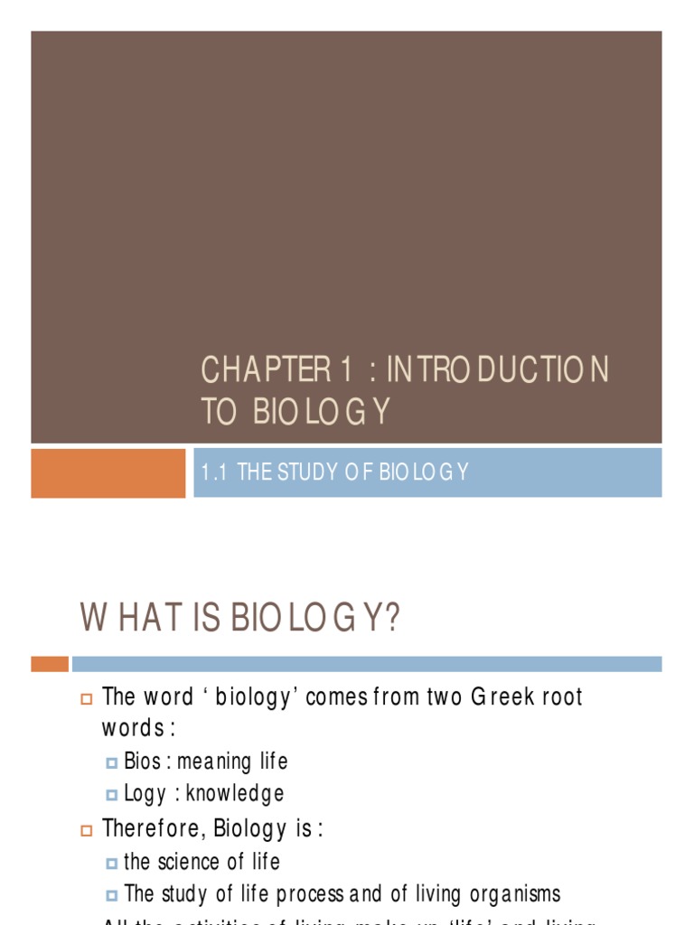 Chapter 1: Introduction To Biology: 1.1 The Study of Biology | PDF ...