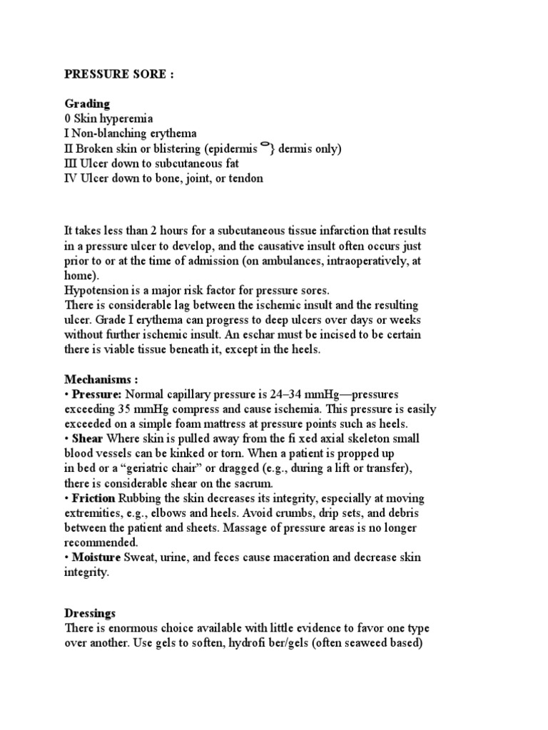 Pressure Sore: Grading | PDF | Wound | Medical Specialties