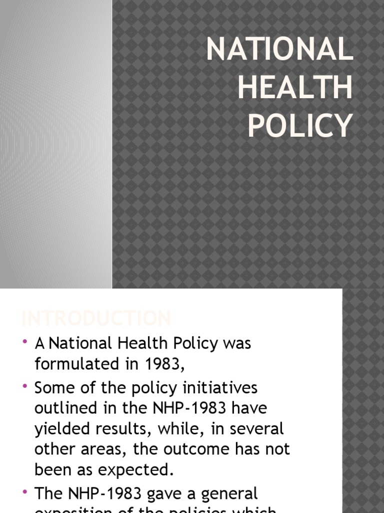 National Health Policy 1983 Overview | PDF | Health Policy | Health Care