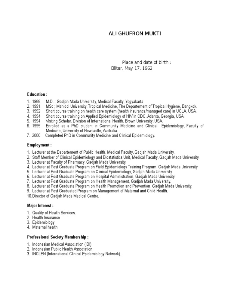 Prof DR Ali Ghufron Mukti | PDF | Medical School | Medicine