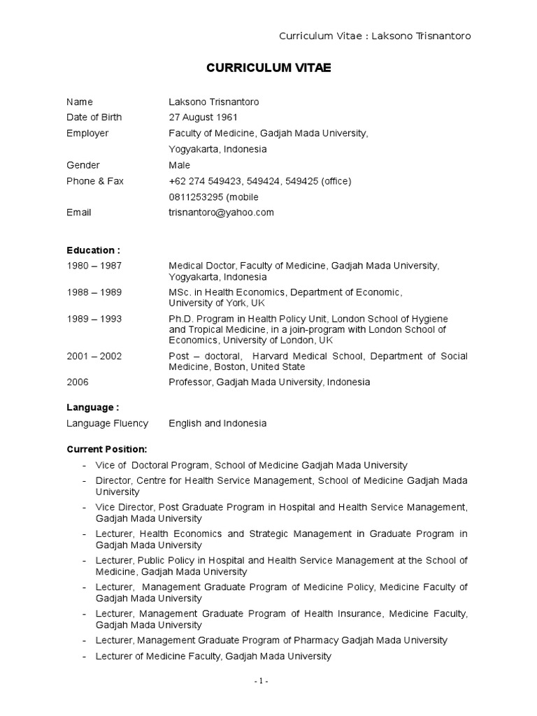 Prof DR Laksono Trisnantoro | PDF | Medical School | Asian Development Bank