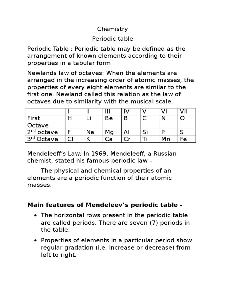 Chemistry Priodic Table | PDF | Periodic Table | Ion