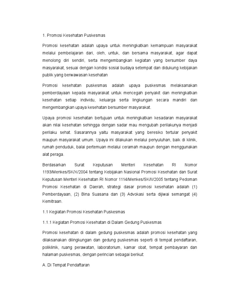 Promkes Di Puskesmas | PDF