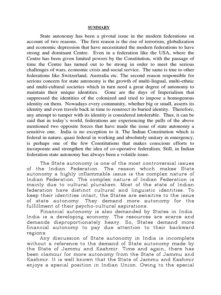 State Autonomy | PDF | International Relations | Constitution