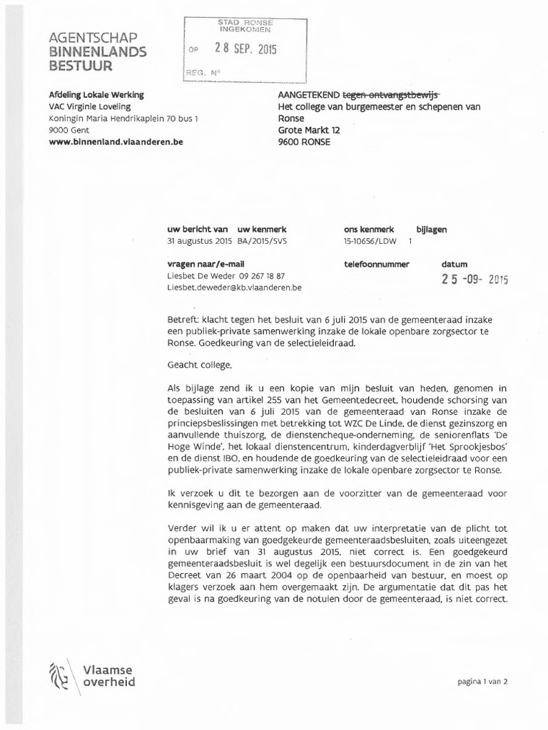 Besluit Gouverneur Zorgsector