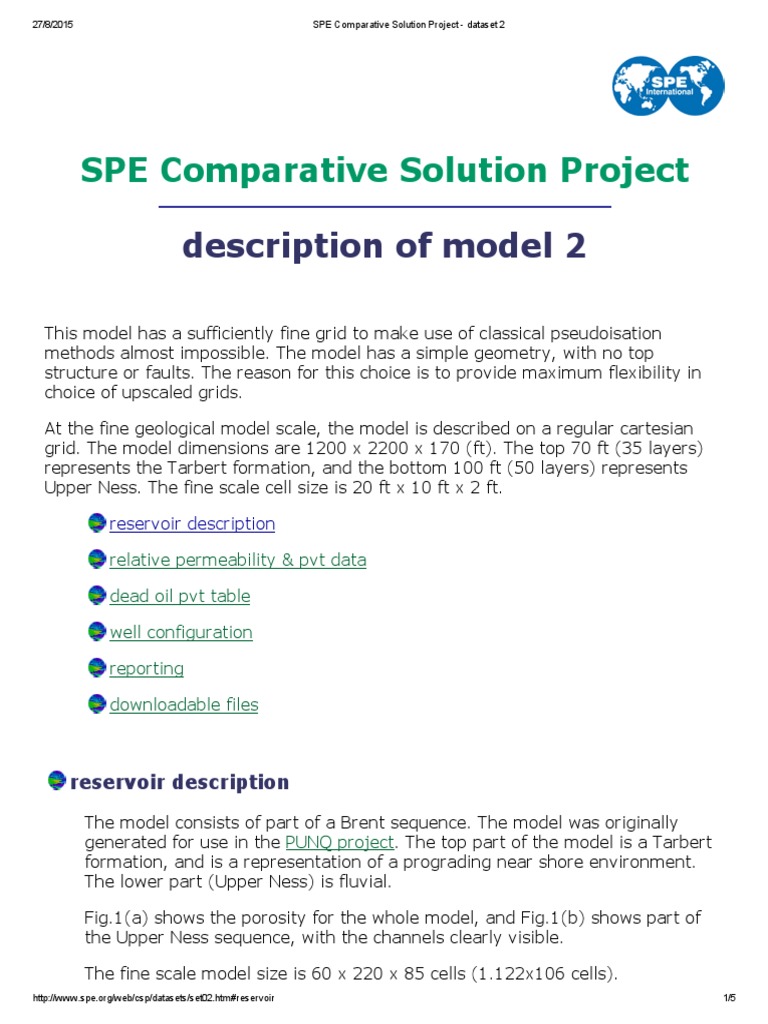 SPE Comparative Solution Project - Dataset 2 PDF | PDF | Petroleum Reservoir | Permeability ...
