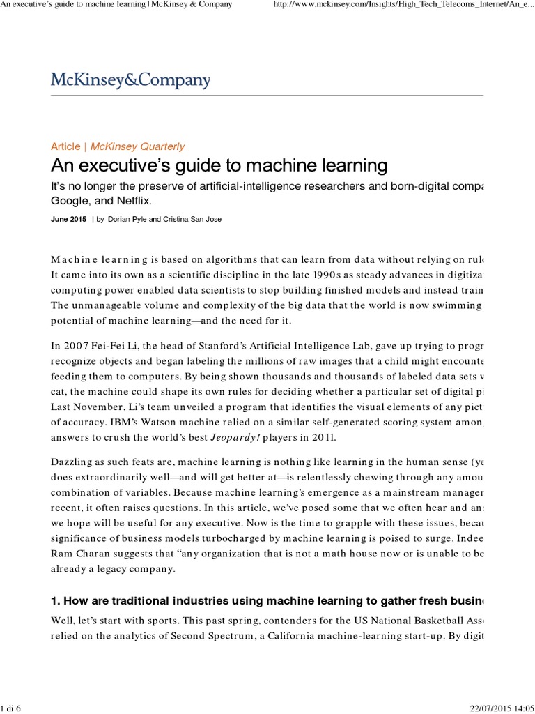 McKinsey Machine Learning | PDF | Machine Learning | Strategic Management