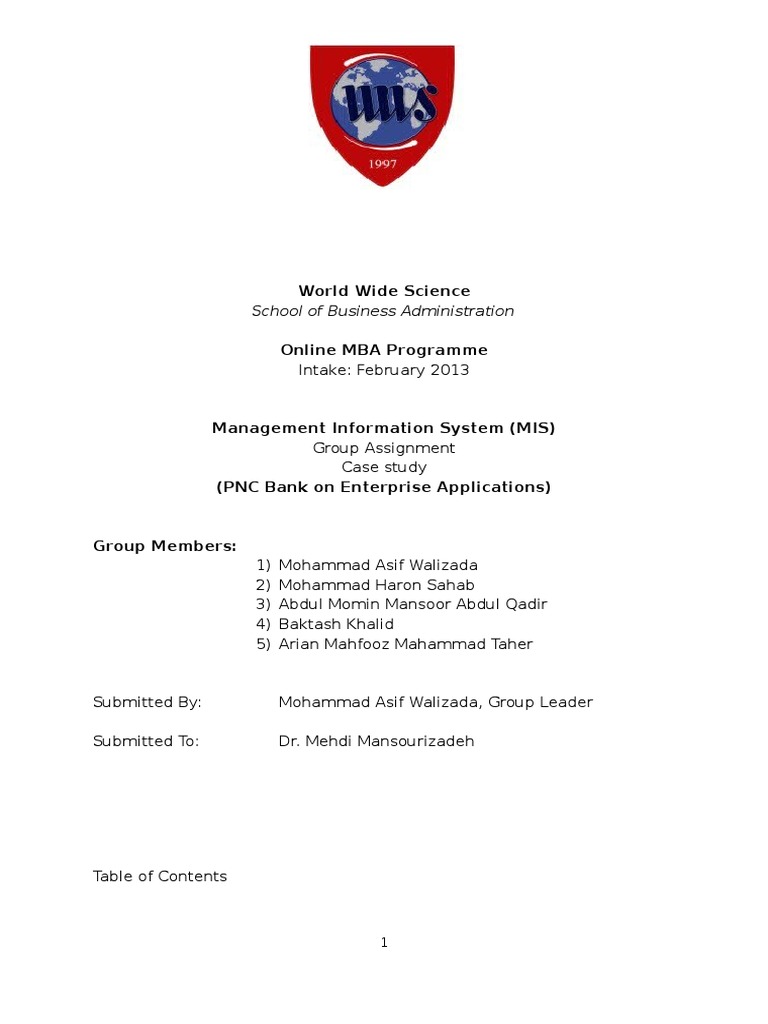 Group No 4 MIS Case Study Assignment | PDF | Pnc Financial Services ...