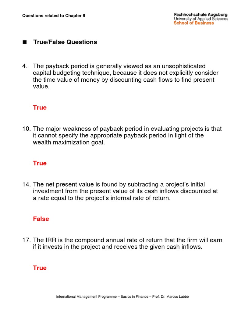 Basics in Finance 9 Questions Homework WarmUps Solutions - PITANJ ZA ...