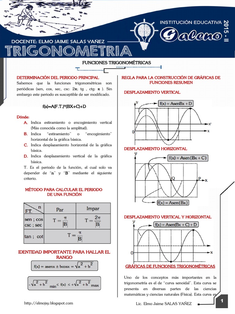 Funciones Trigonometricas | Descargar gratis PDF | Trigonometría | Funciones trigonométricas