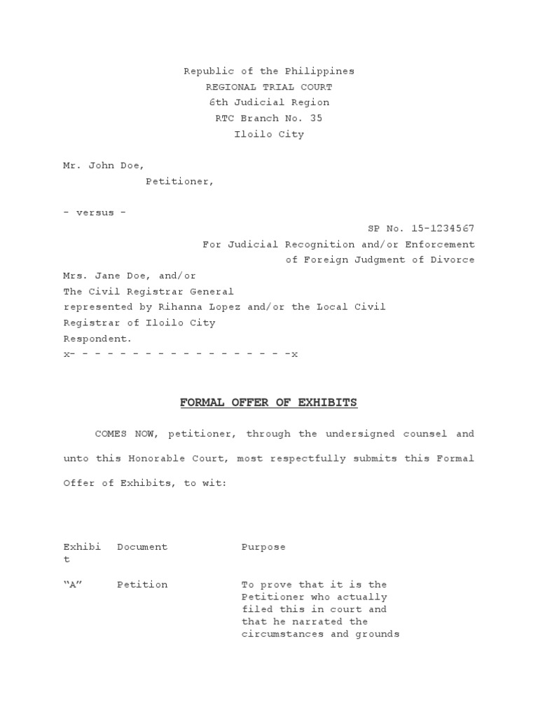 Formal Offer of Evidence | Judgment (Law) | Government Information