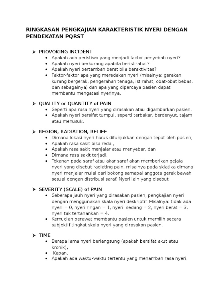 Pengkajian Nyeri PQRST | PDF