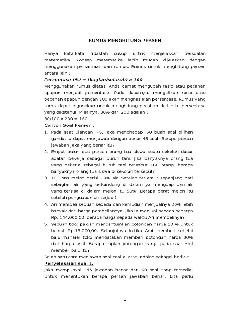 Rumus Menghitung Persen | PDF