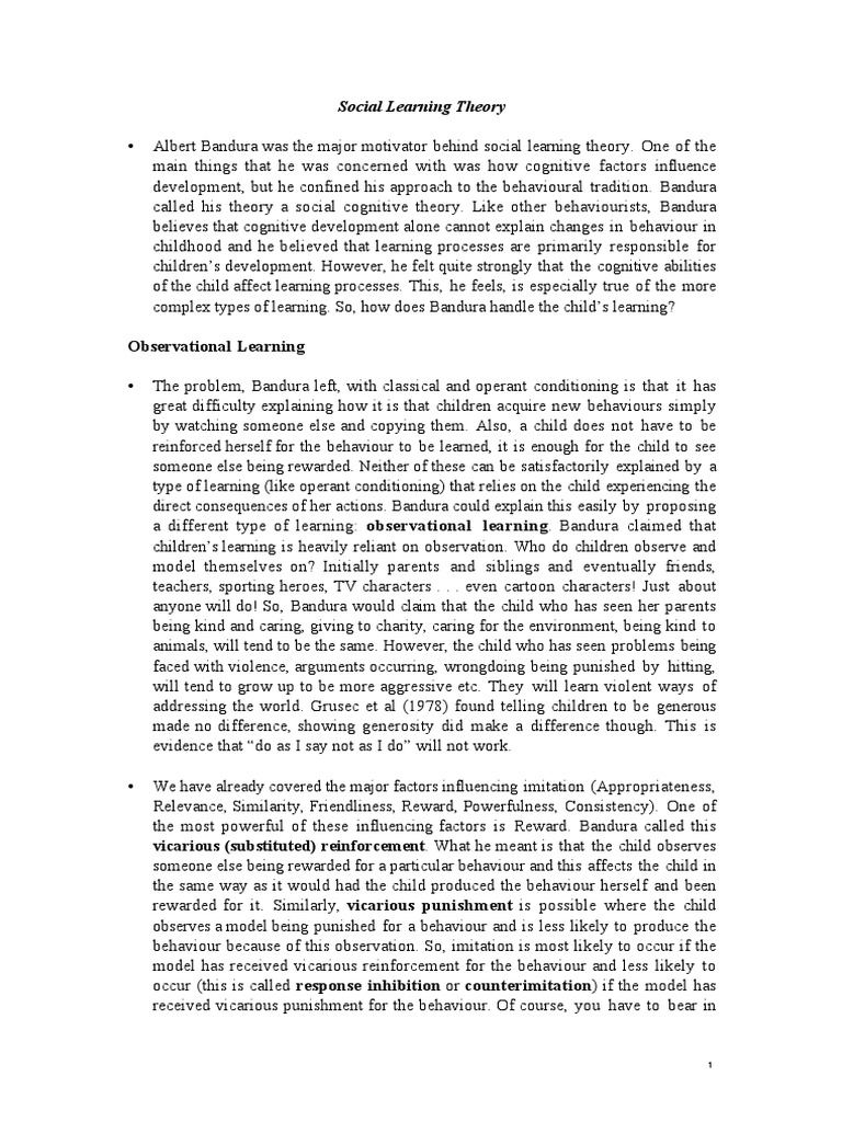 Social Learning Theory | PDF
