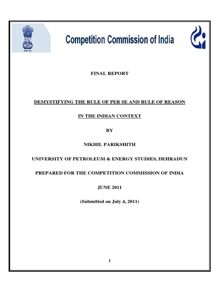 Rule of Per Se and Rule of Reason | PDF | Competition Law | Sherman ...