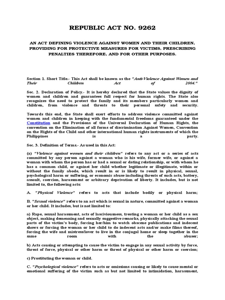 Ra 9262 (Vawc) | PDF | Restraining Order | Victimology