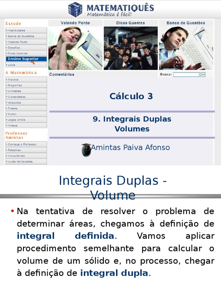Volume com Integrais Duplas | PDF | Integrante | Cálculo