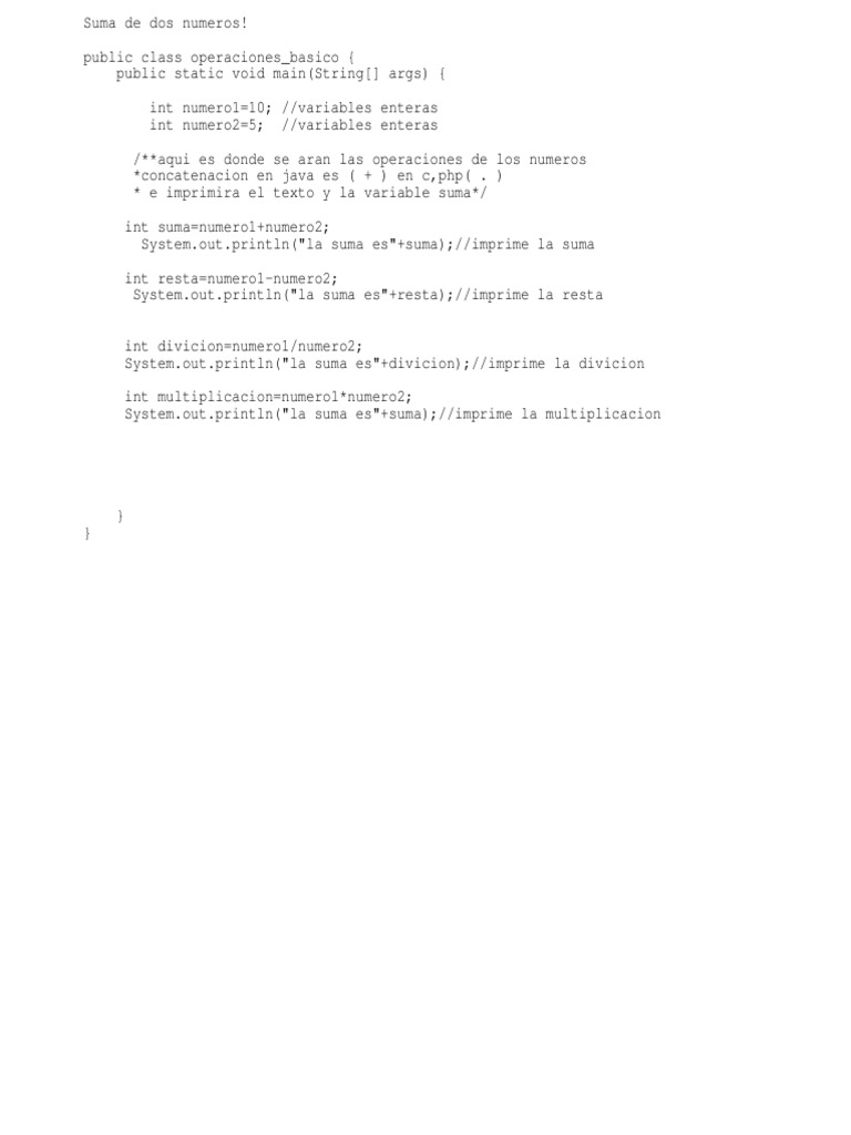 Operaciones Basicas en Java | PDF | Modelos de computación | Plataformas de computación