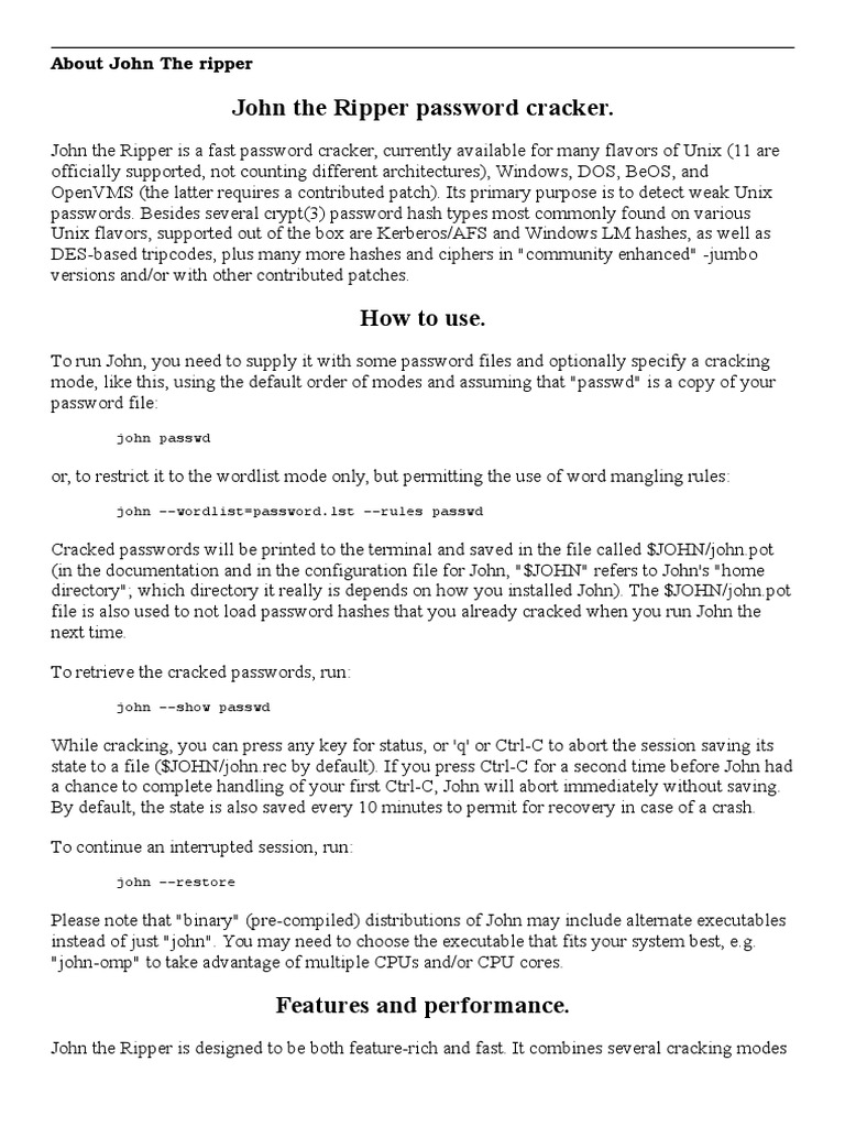 John The Ripper | PDF | Password | Computing