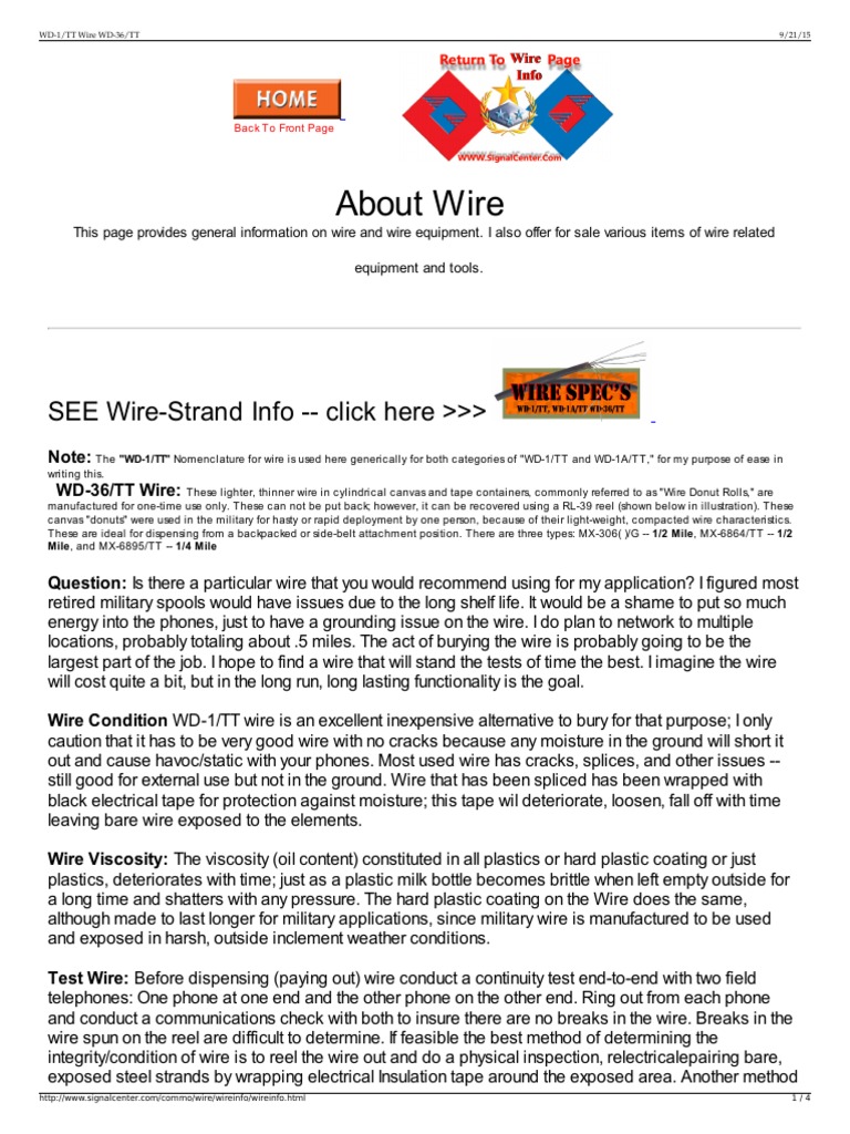 WD 1 TT Wire WD 36 TT | PDF | Wire | Telephone