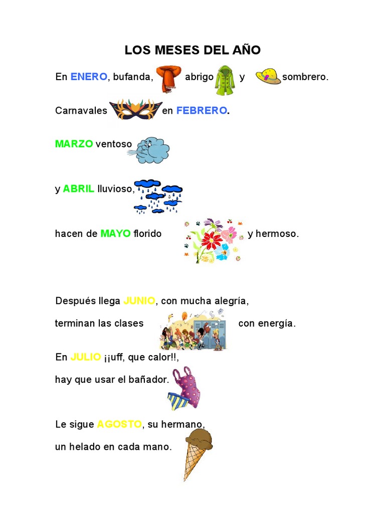 Poema Infantil de los Meses del Año | PDF