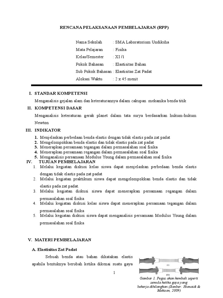 RPP - Elastisitas Bahan | PDF