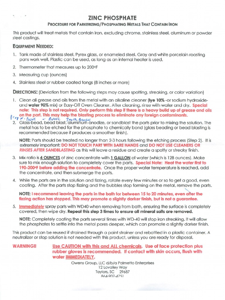 Zinc Phosphate Parkerizing Process Guide | PDF | Sodium Hydroxide ...