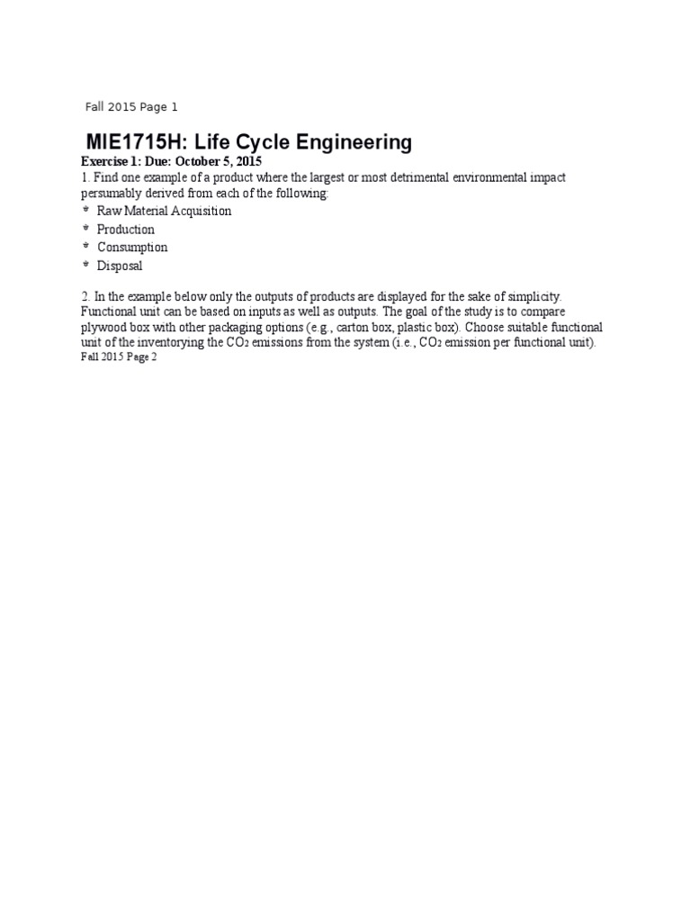 Life Cycle Engineering Tasks | PDF