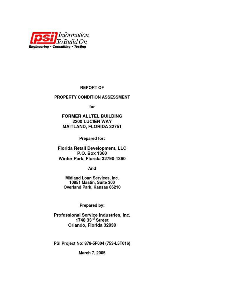 PSI Prop Cond Report - 2200 Lucien - Final | PDF | Roof | Securities ...