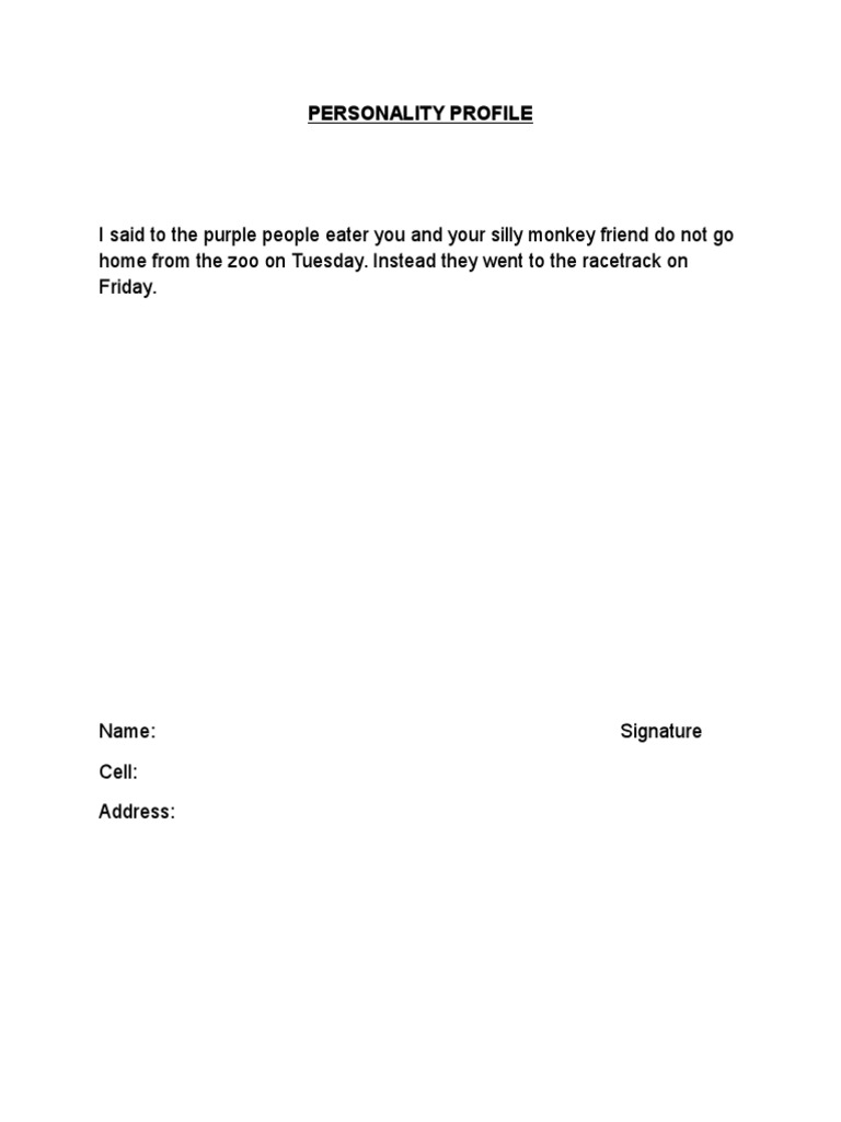 Personality Profile | PDF
