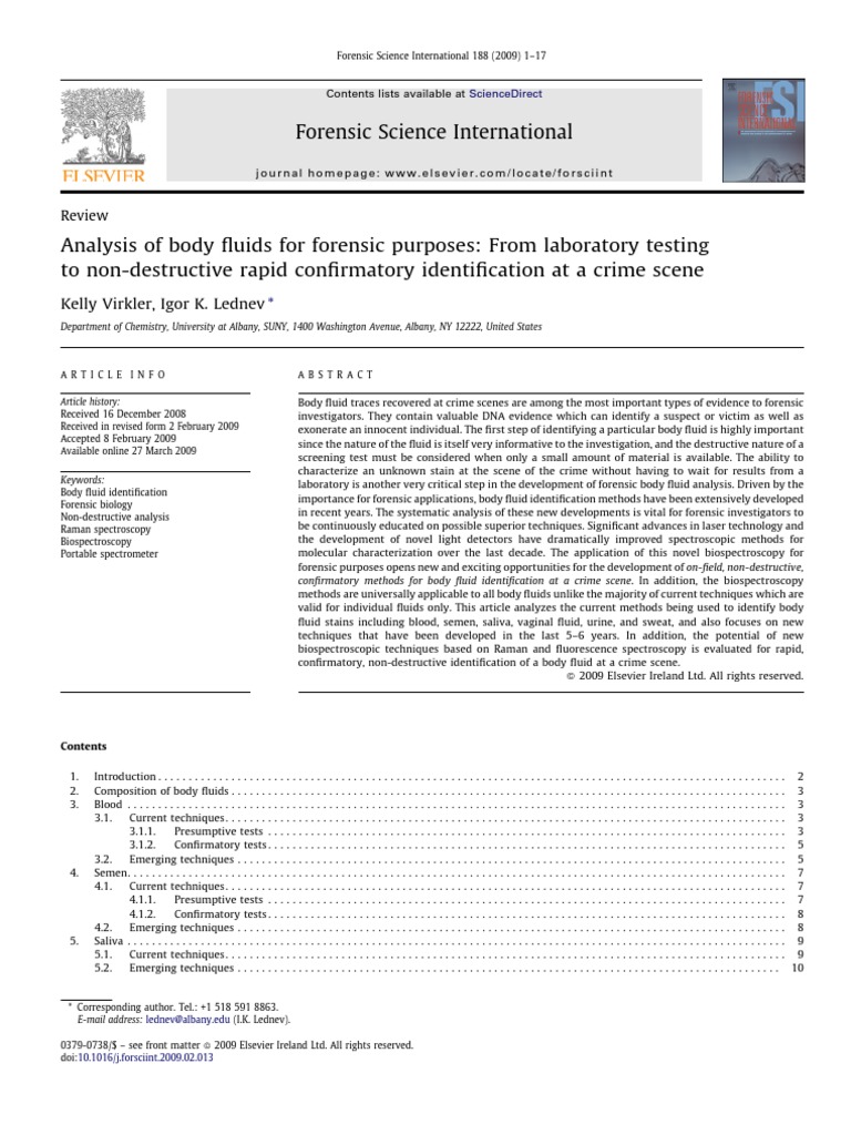 2 - Analysis in Body Fluids PDF | PDF | Dna Profiling | Forensic Science