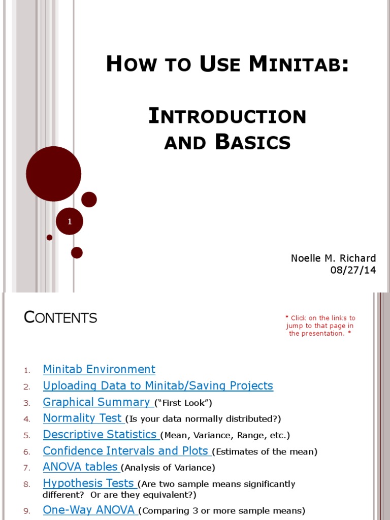 How To Use Minitab 1 Basics | PDF | Analysis Of Variance | Statistical ...
