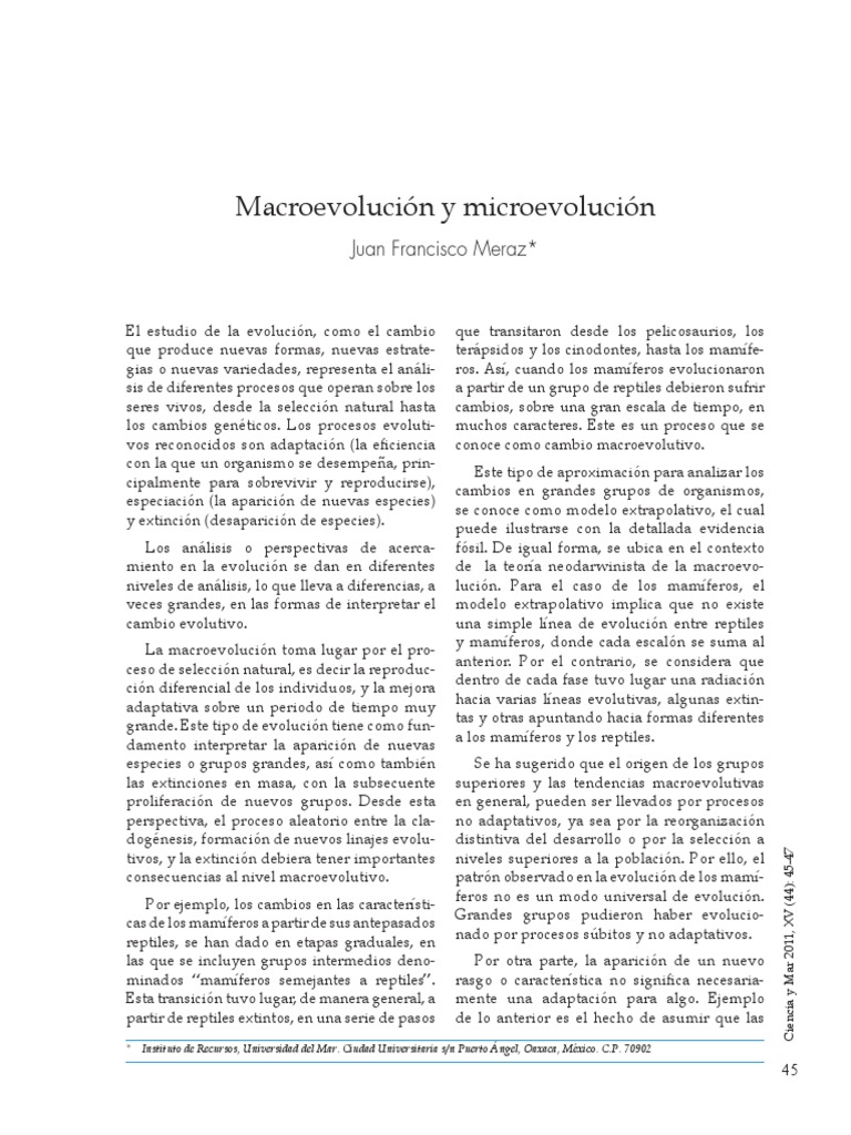 Diferencias entre micro y macroevolución | PDF | Evolución | Conceptos ...