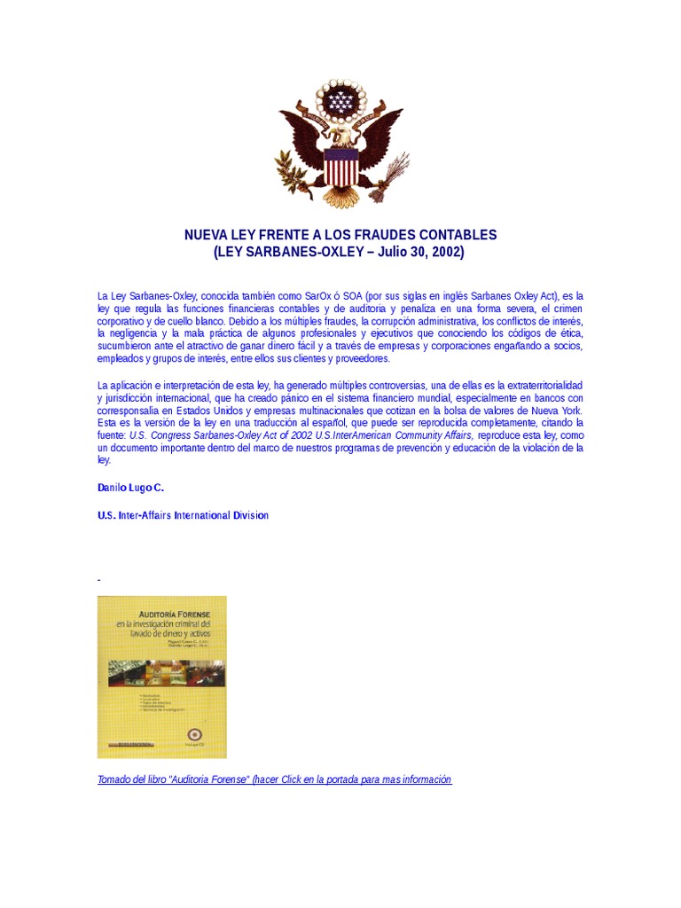Ley SOX - Detalles | PDF