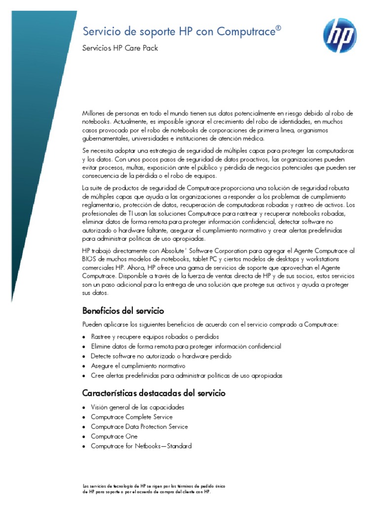 Servicio HP Computrace | PDF | Bios | Hewlett Packard