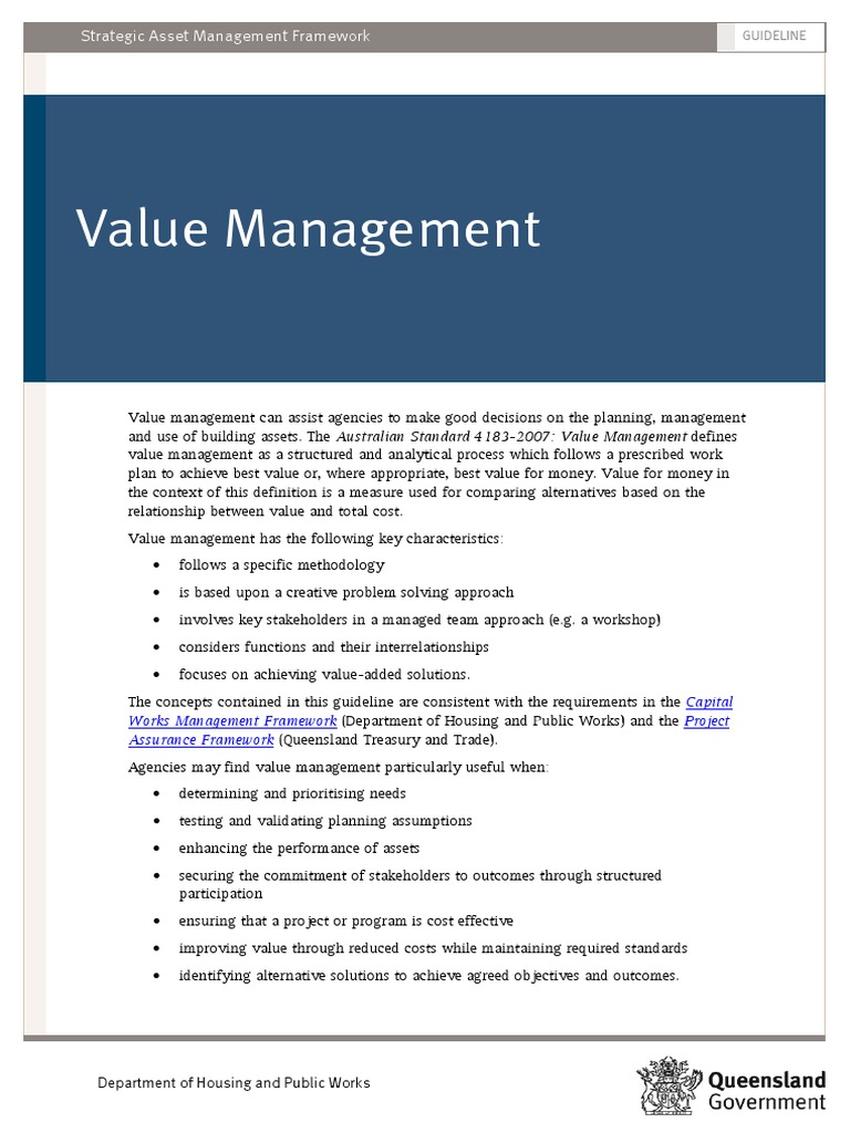 Value Management: Strategic Asset Management Framework | PDF ...