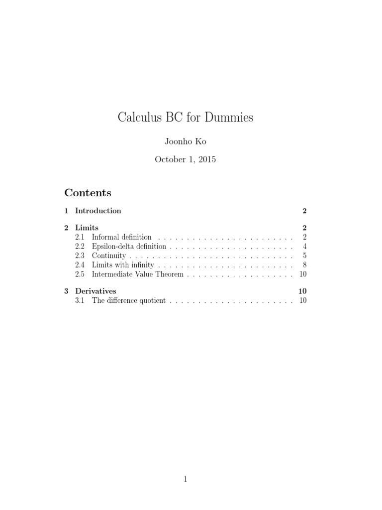 Calculus BC For Dummies | PDF | Derivative | Fraction (Mathematics)