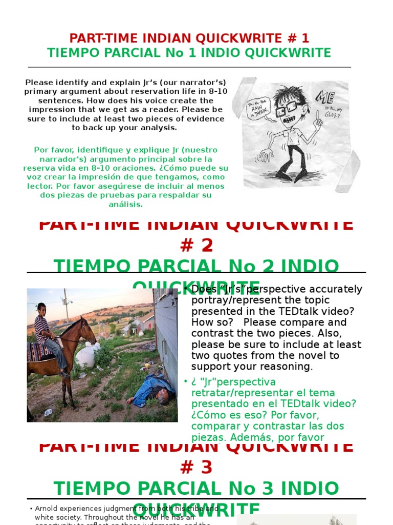 Part-Time Indian Quickwrite 1-3 | PDF