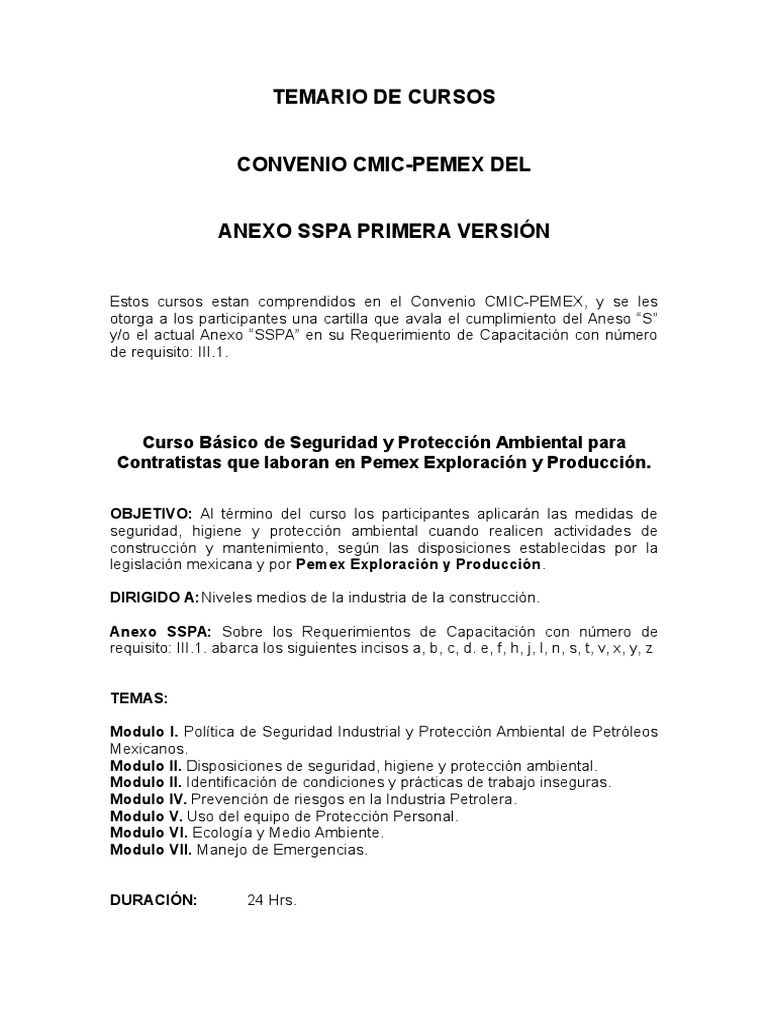 Curso Cmic Pemex | PDF | La seguridad | Bienestar