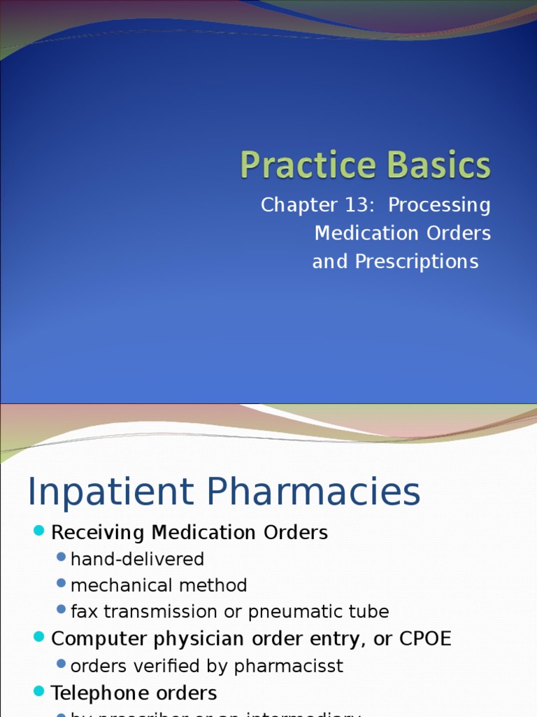 Processing Prescription Orders | PDF | Medical Prescription | Pharmacy