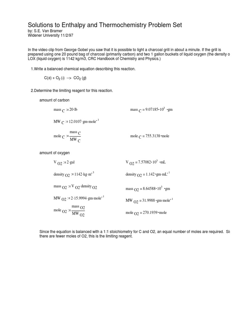 Enthalpy A | PDF | Mole (Unit) | Stoichiometry