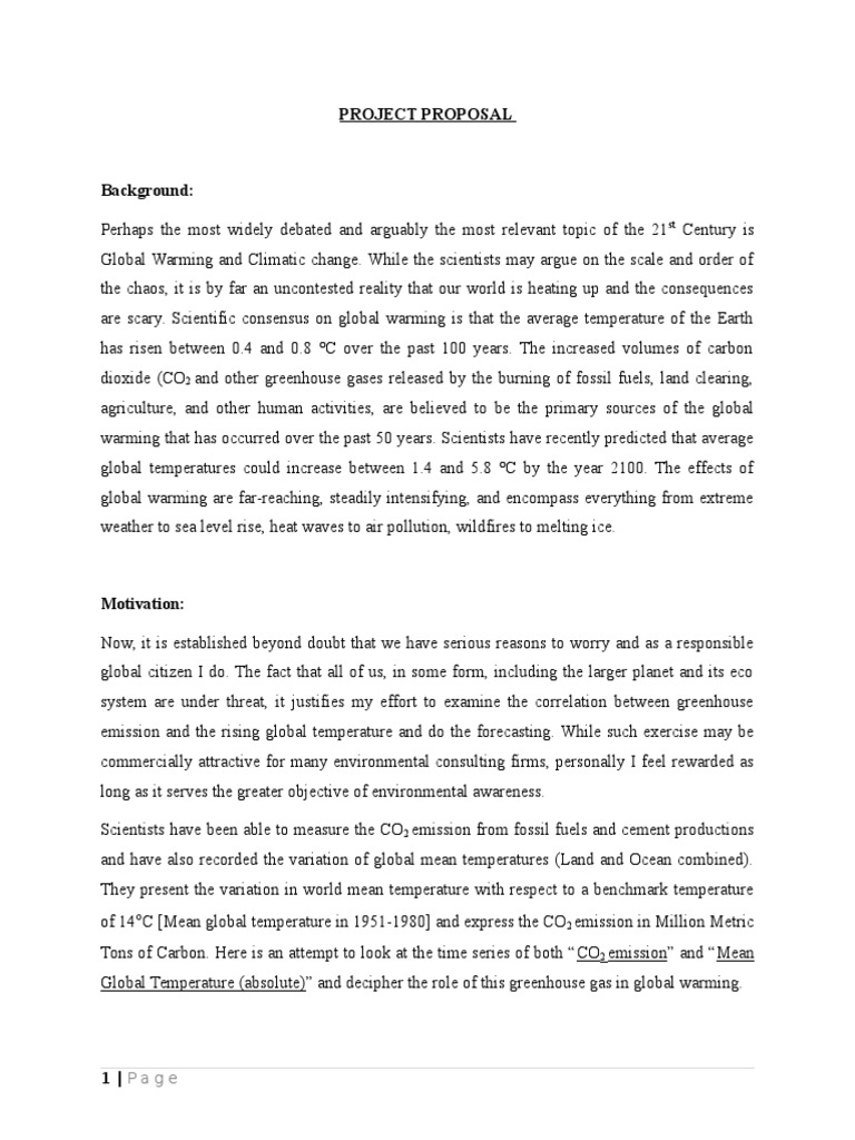 Climate Change Project Proposal | PDF | Carbon Dioxide In Earth's ...