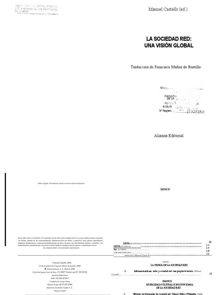 Castell, Manuel Informacionalismo Redes y Sociedad Red Una Propuesta ...